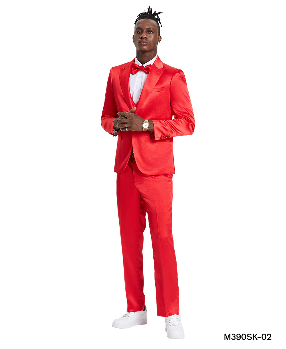 Red Solid Shiny U-Shape Vest Mens-suit – Cavalier Men's Fashion